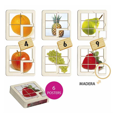PUZLE PROGRESIVO 4, 6, 9 PZ MADERA FRUTAS | Aukinko Chile